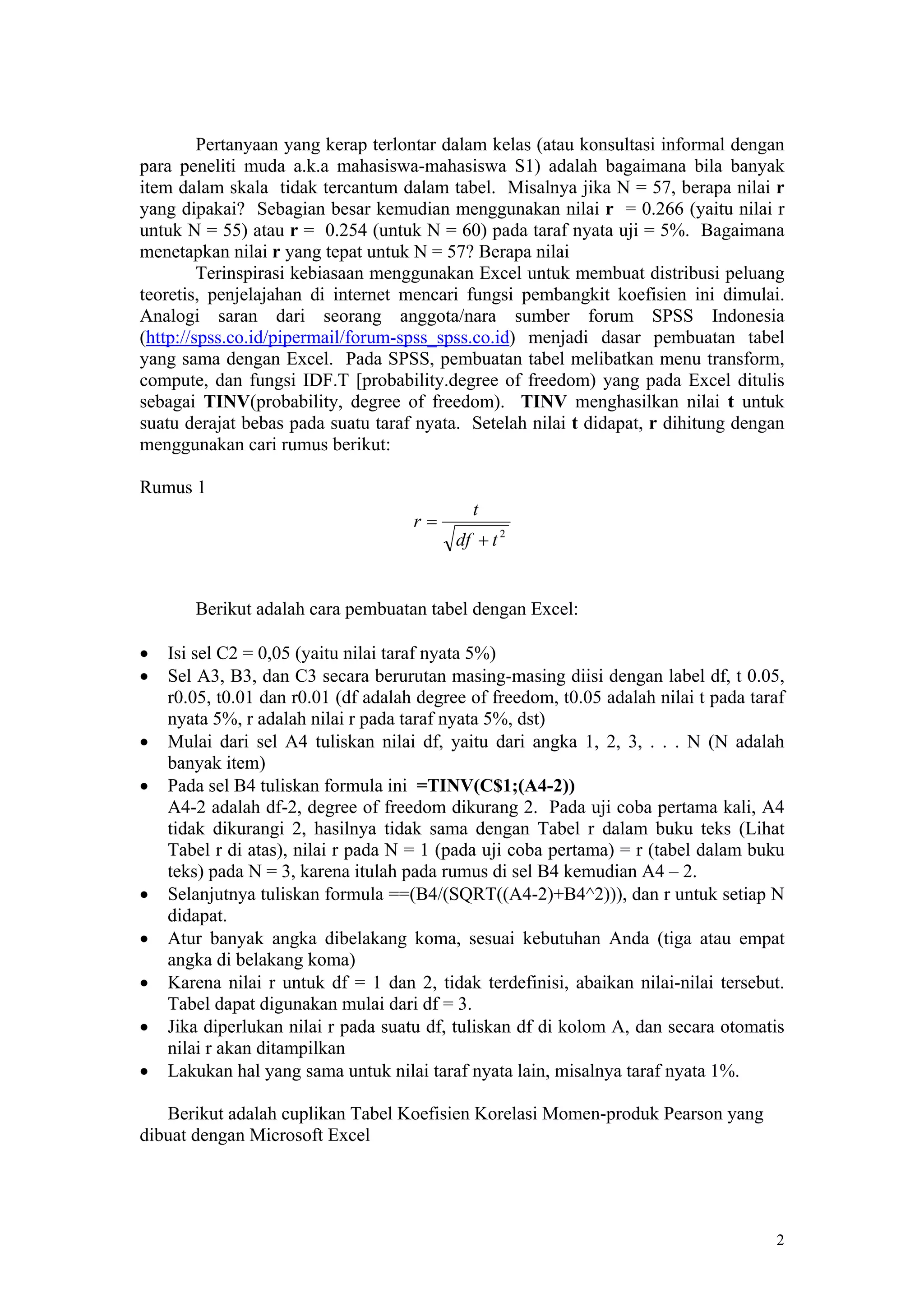 Tabel r | PDF