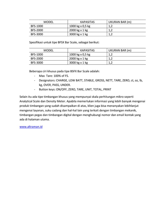 Tabel Timbangan Digital Altraman | PDF