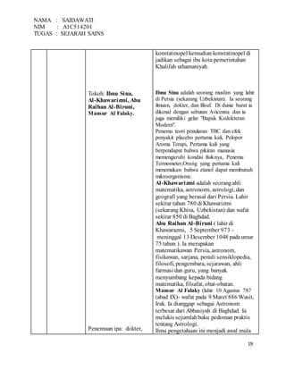 Tabel tungas sejarah sains | DOCX