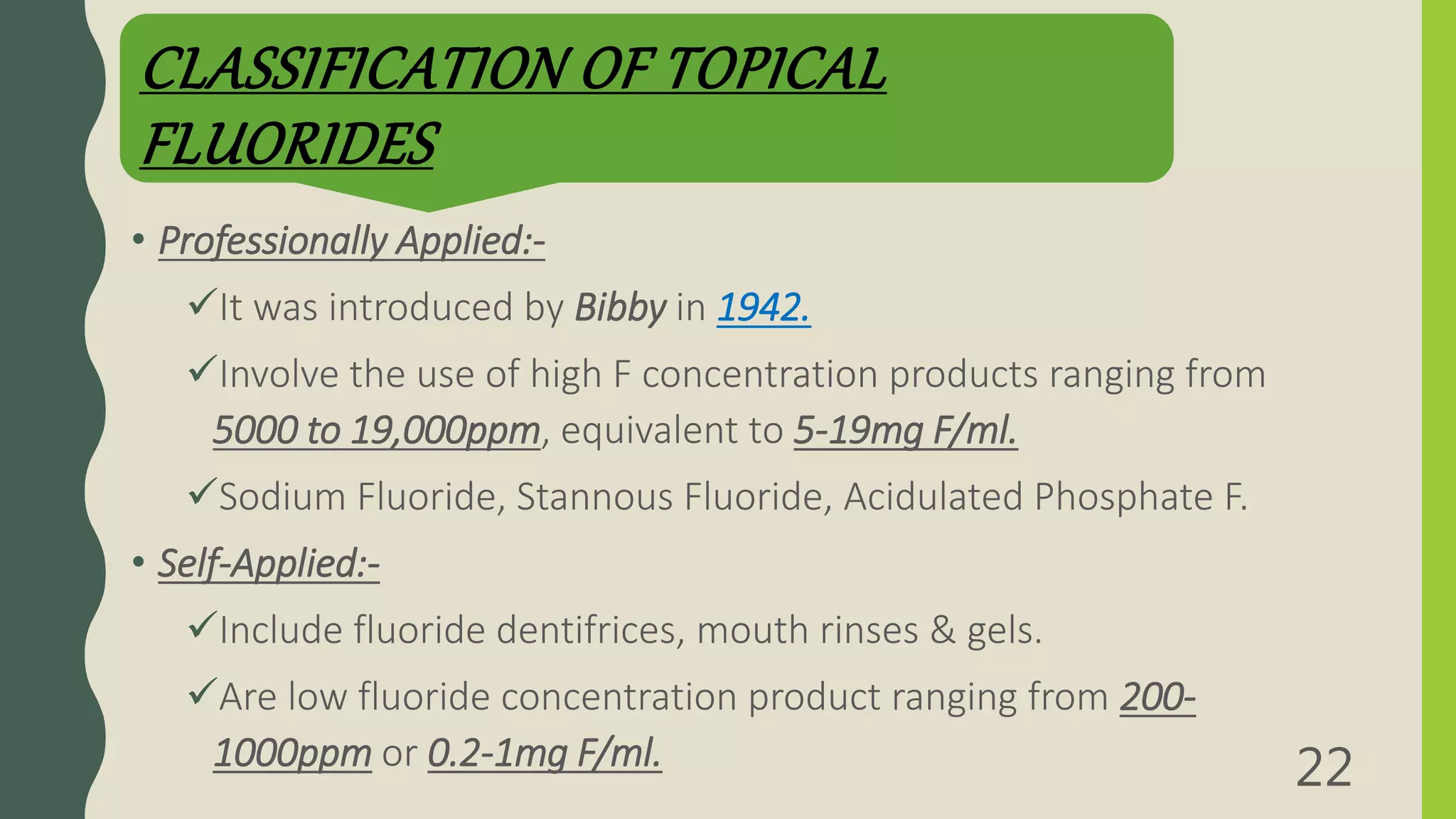 classification of systemic and topical fluorides | PPTX