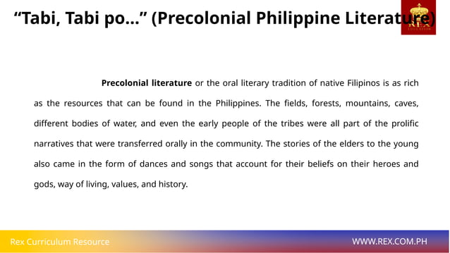 “Tabi,+Tabi+po…”+(Precolonial+Philippine+Literature).pptx | Religion ...