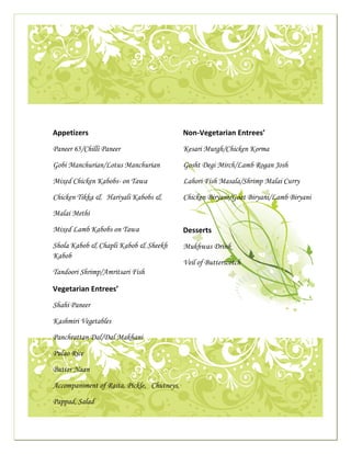 Tabla Catering Menu | PDF