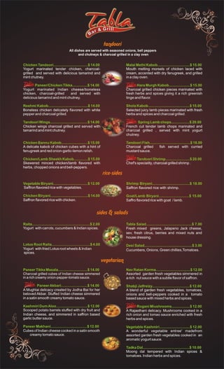 Tabla menu | PDF | Bars & Restaurants | Attractions