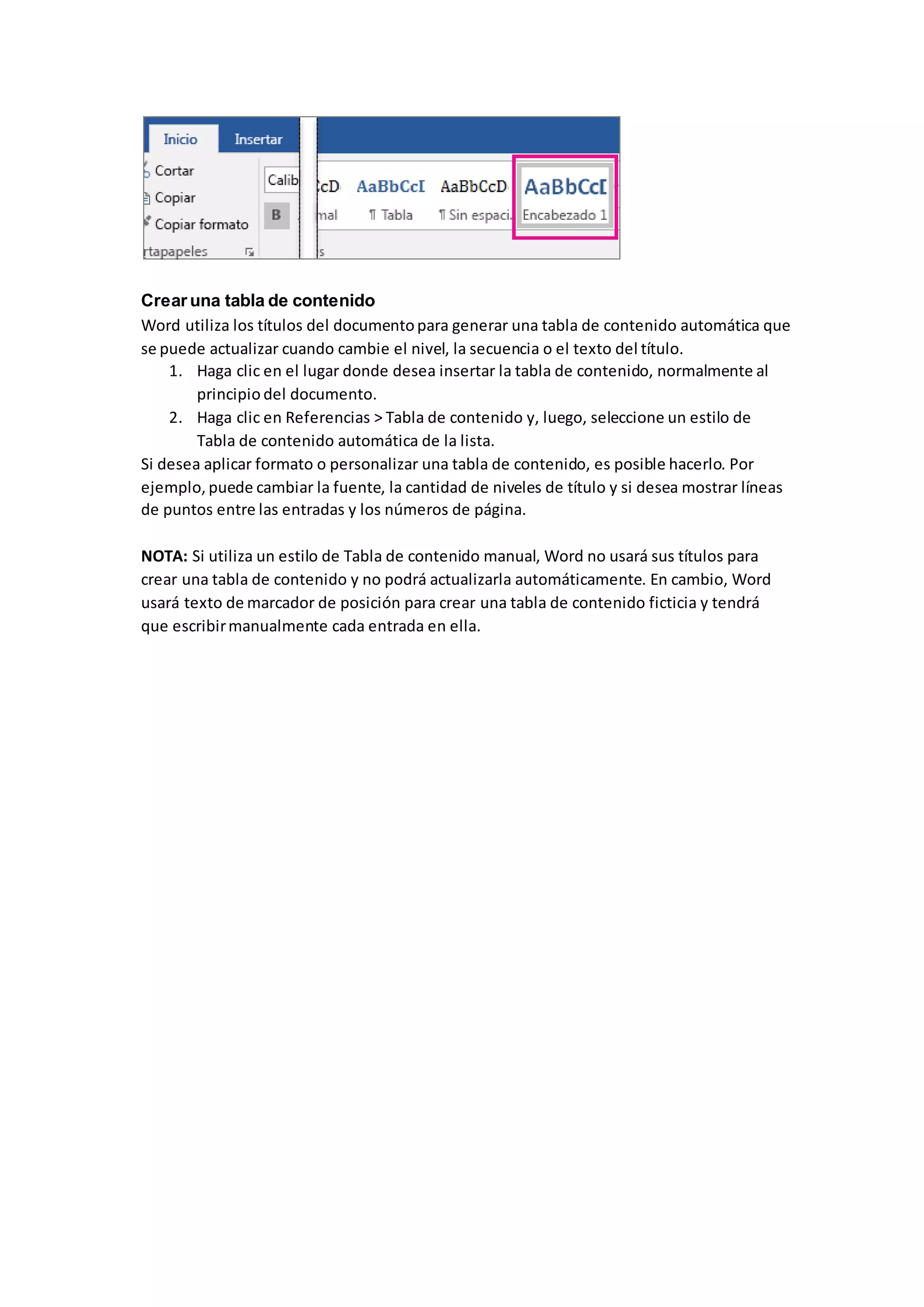 Tabla de contenidos | PDF