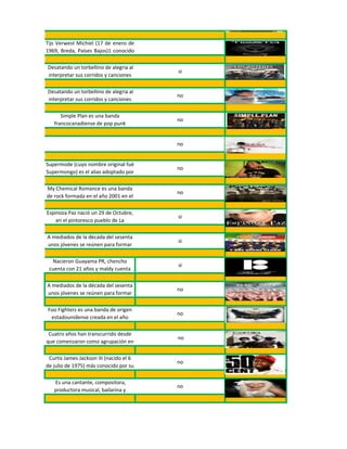 Tabla de generos musicales (original) | XLSX