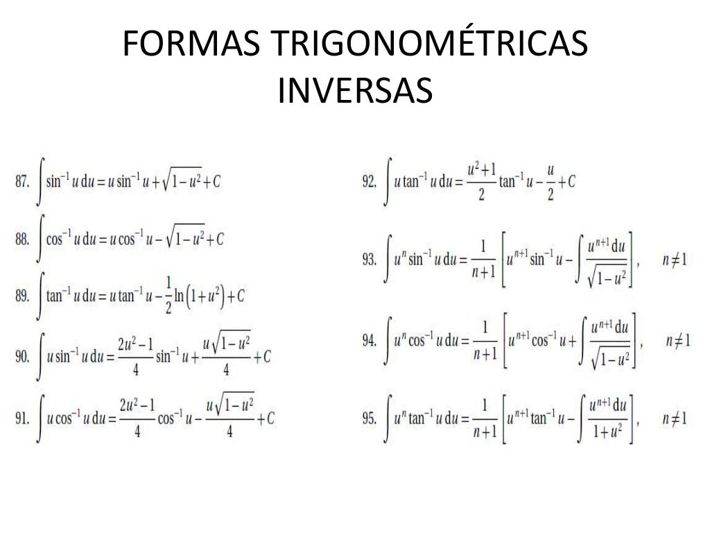 Formulas Integrais Trigonometricas