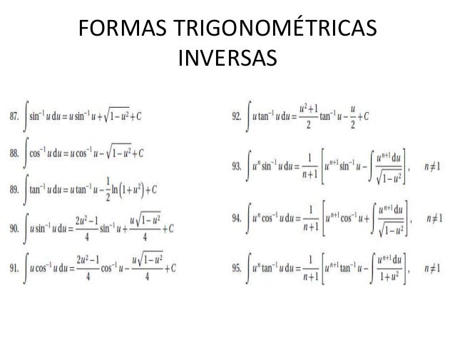 Tabla de integrales