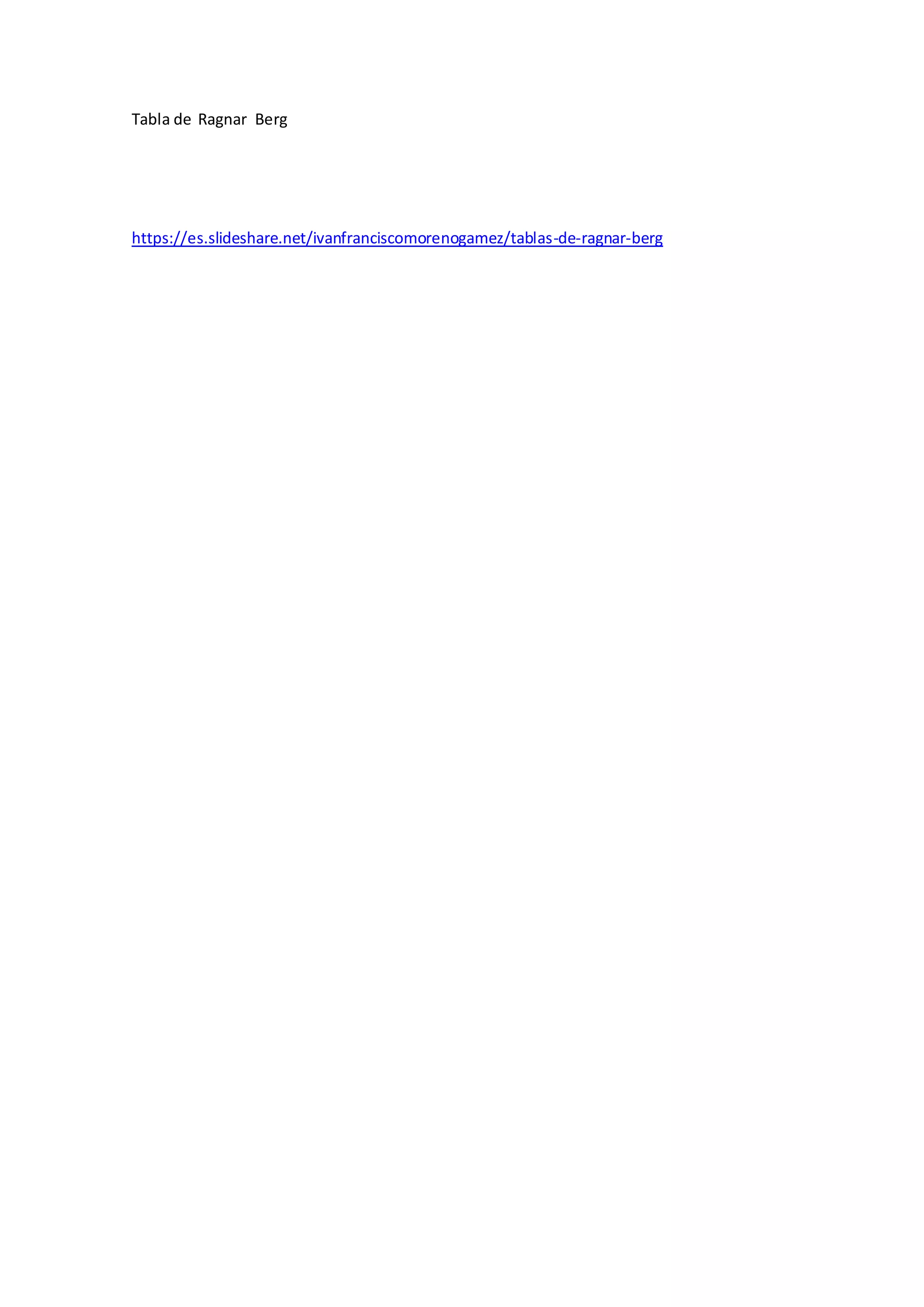 Tabla de ragnar berg | DOCX