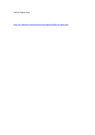Tabla de ragnar berg | DOCX