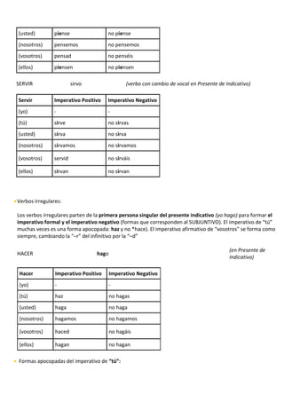 Tabla De Tiempos Verbales | DOCX