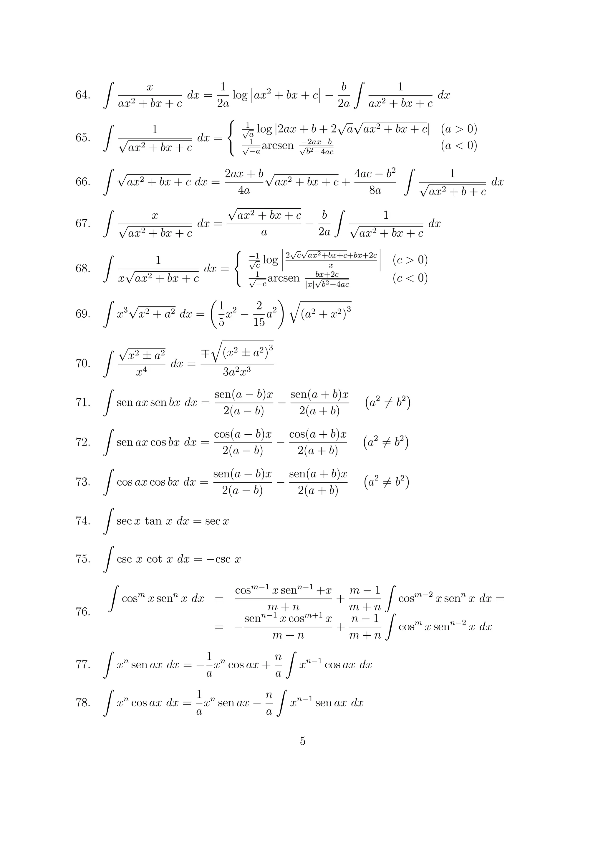 Tabla integrales | PDF