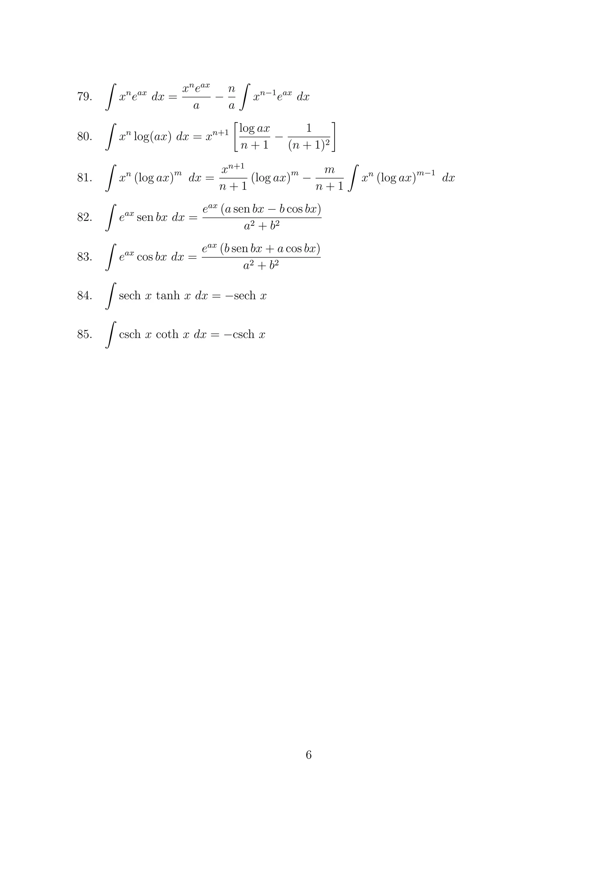 Tabla integrales | PDF