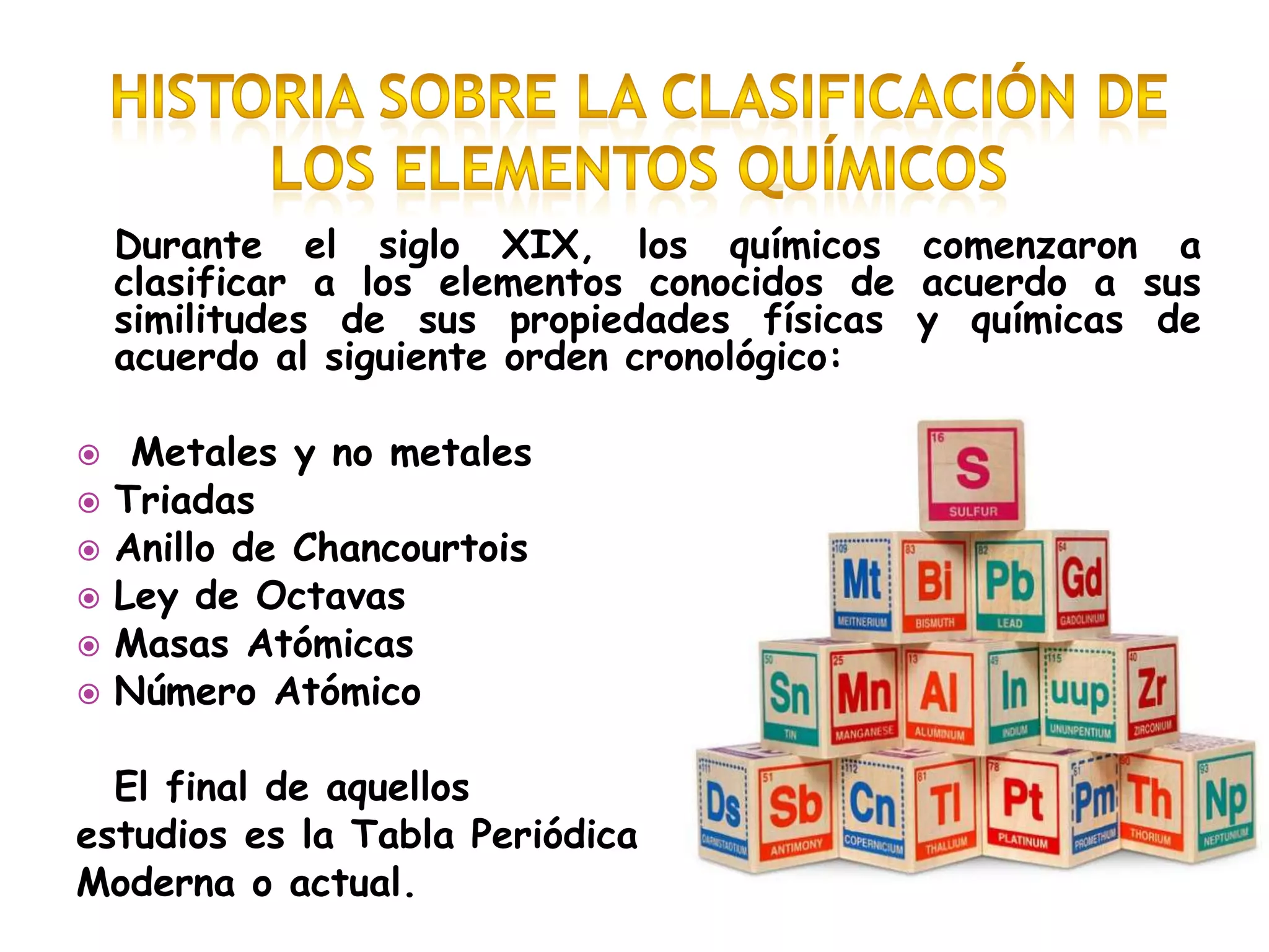 Clasificación de los elementos químicos en la tabla periódica | PPT