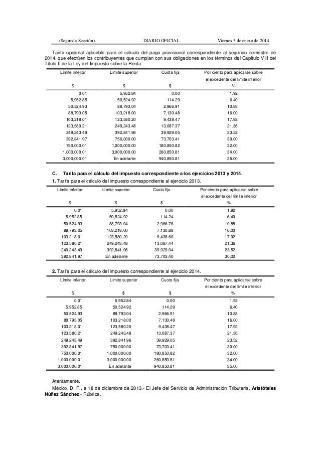 Tablas de isr 2014