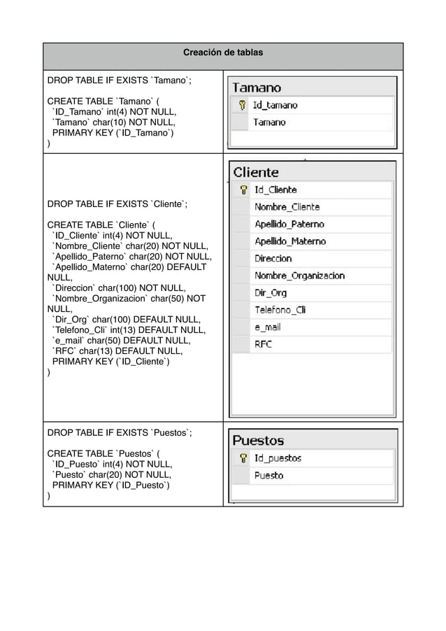 Tablas, Codigos De Base De Datos | PDF