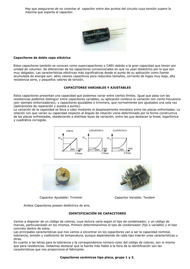 Tablas de capacitores | DOCX