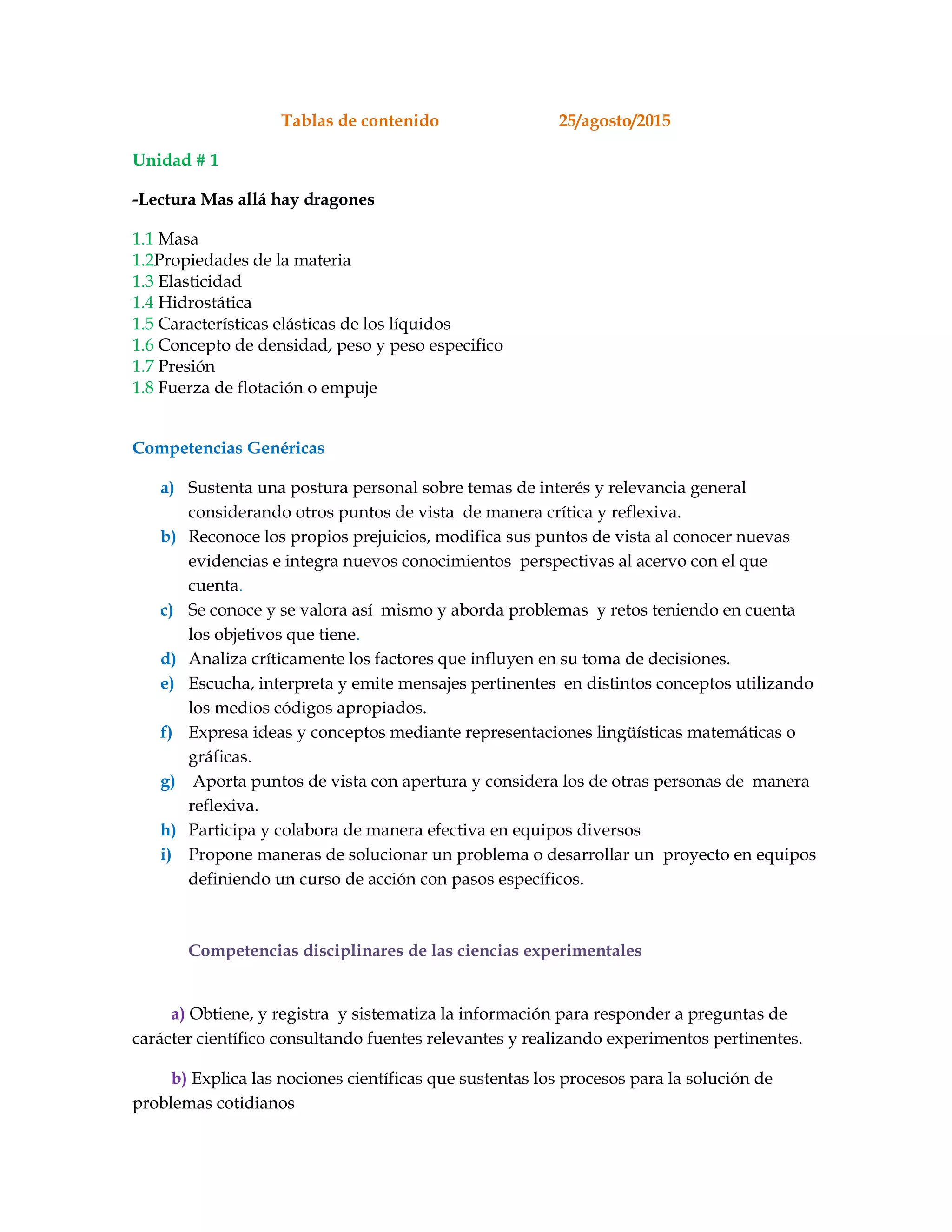 Tablas de contenido | PDF