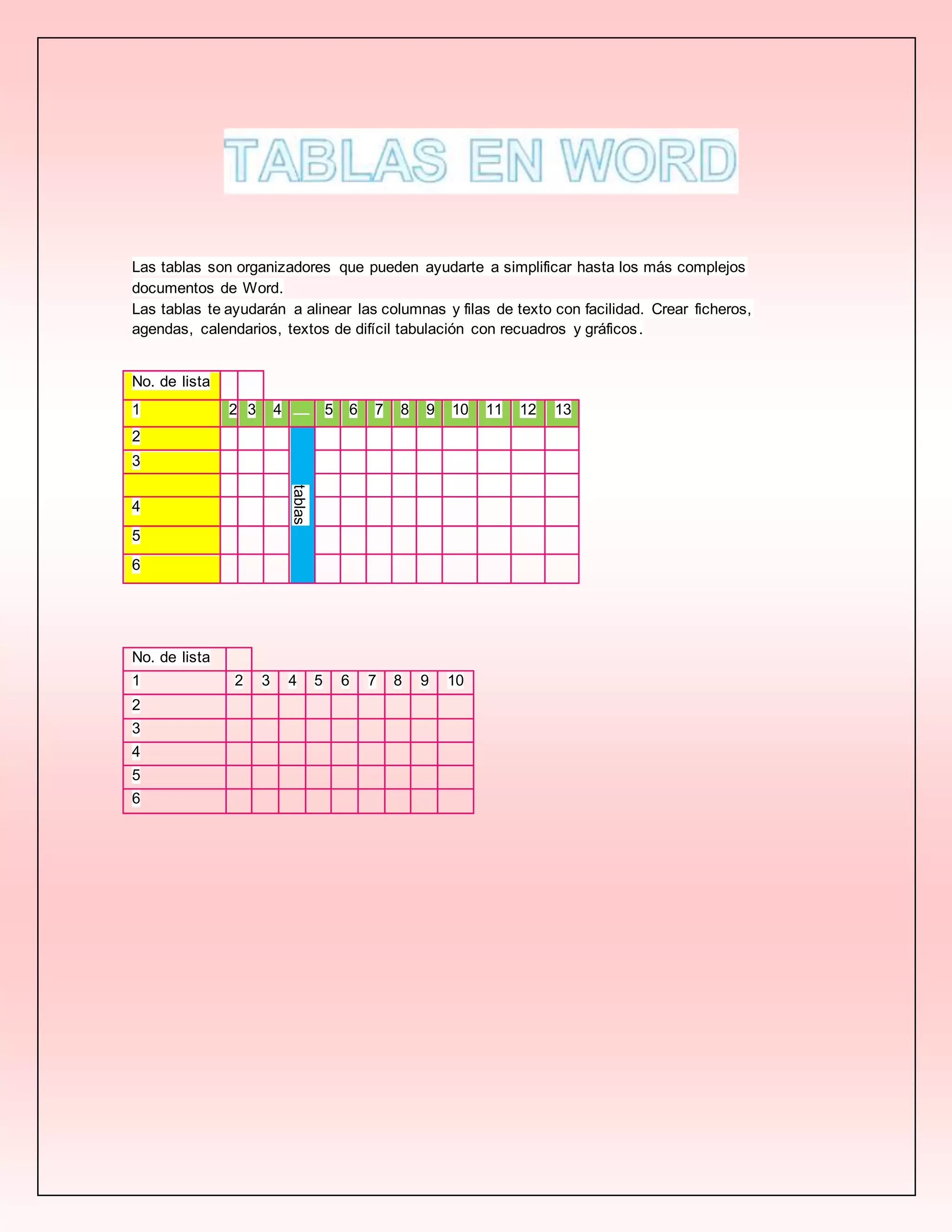 Tablas de word | DOCX | Computing | Technology & Computing