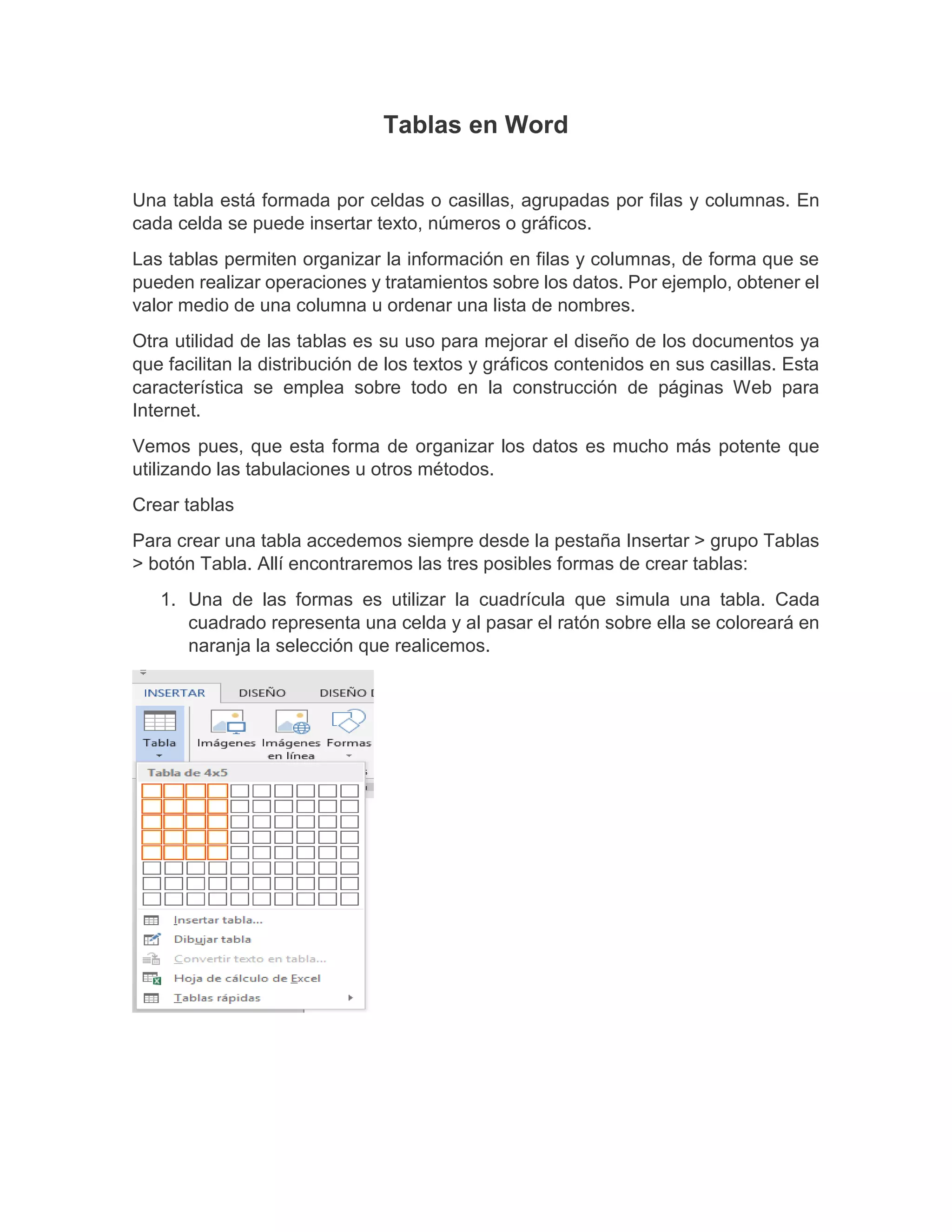 Tablas en word | PDF