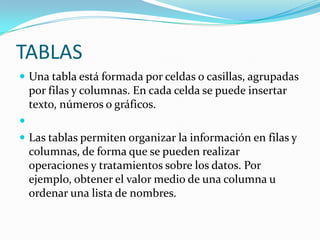 Tablas microsoft excel | PPTX