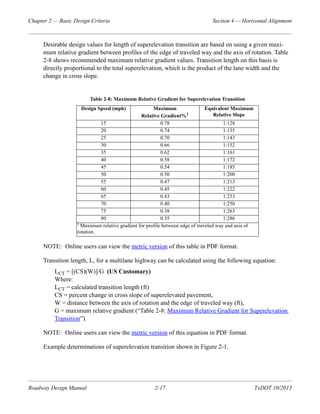 Tablas roadway design manual | PDF