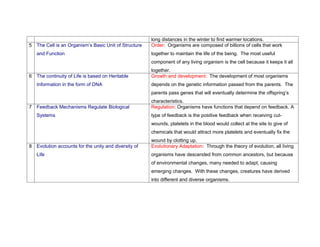 Unifying themes of Biology | DOC