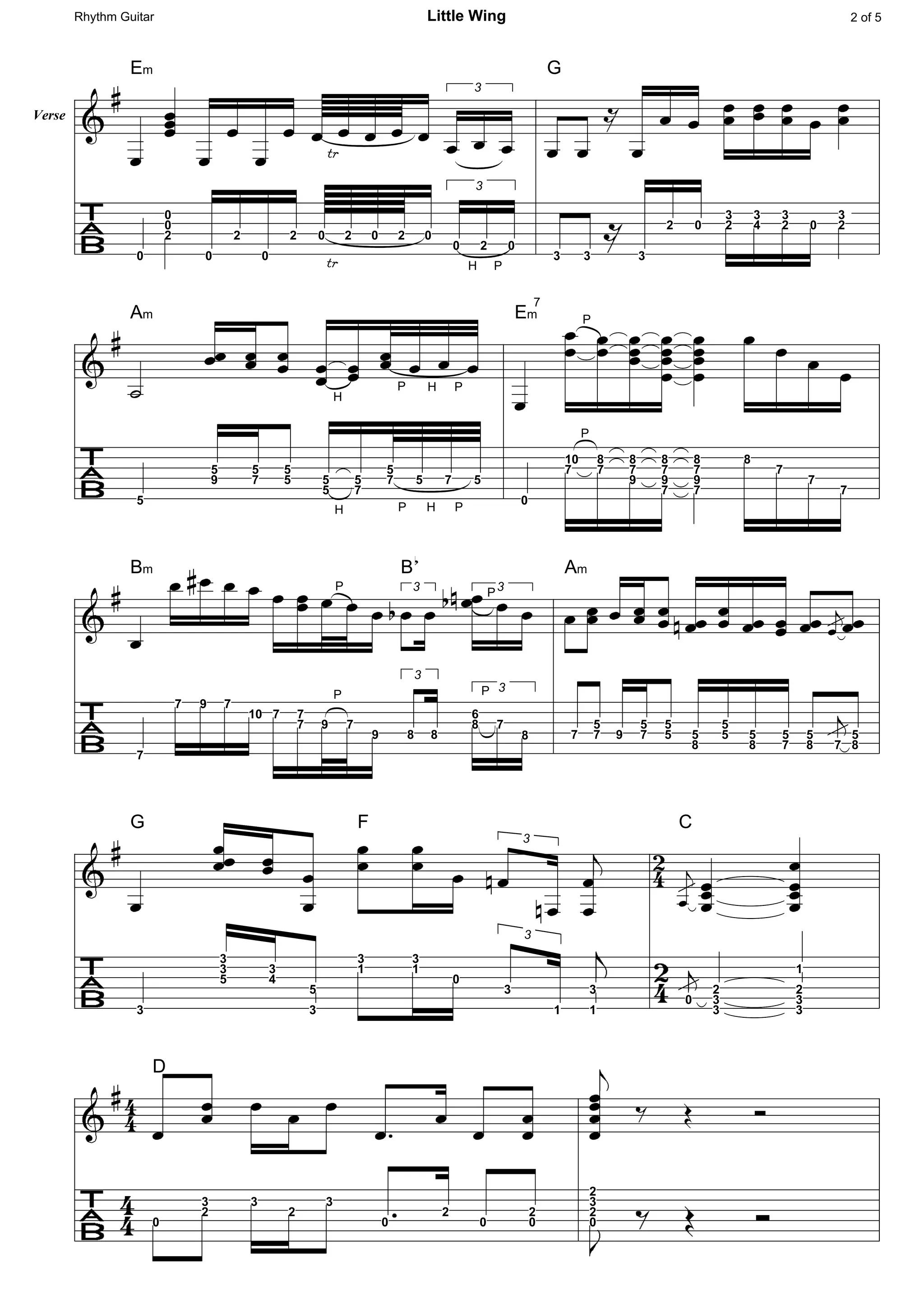 Tablatura little wing | PDF