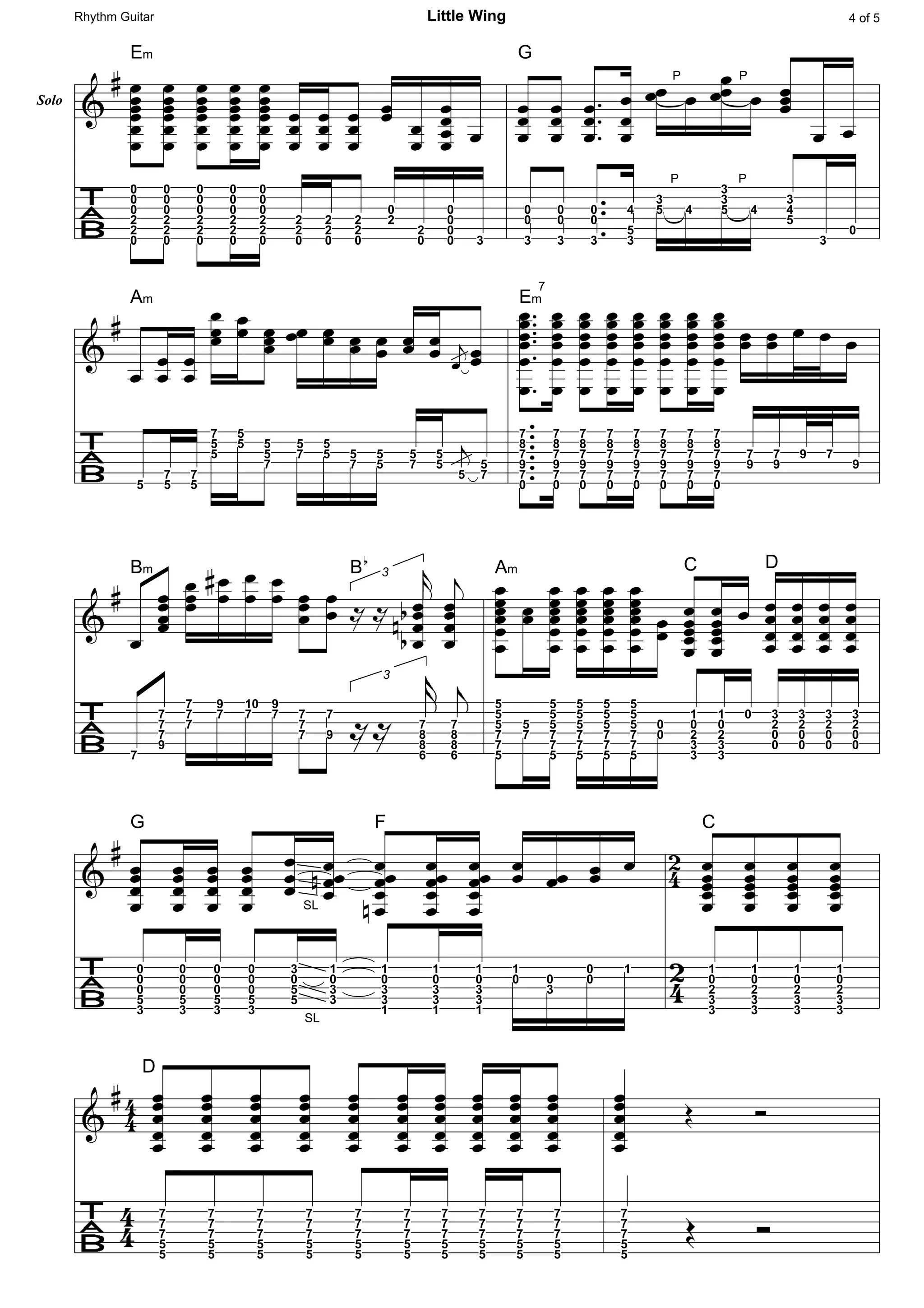 Tablatura little wing | PDF