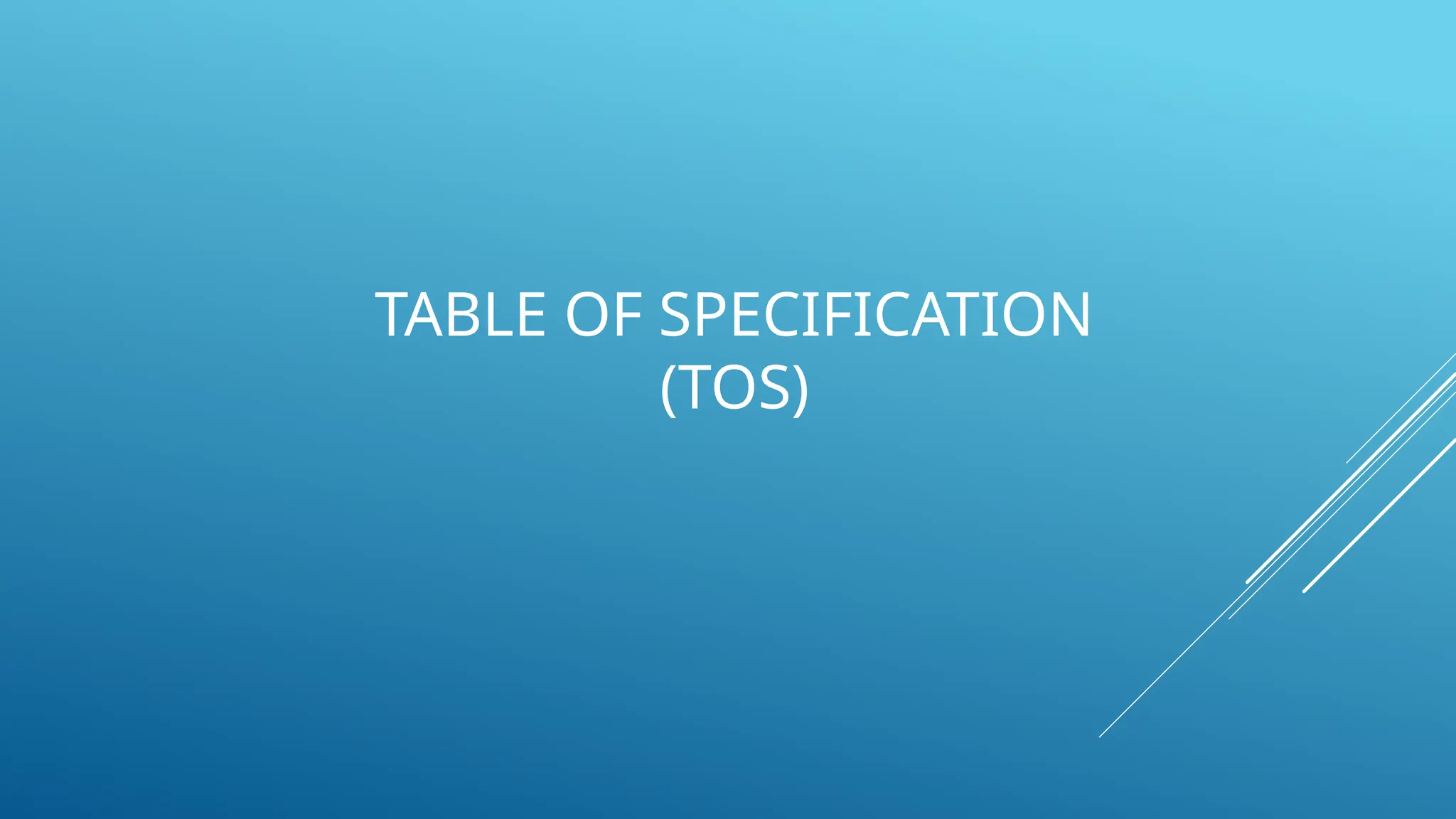Table of Specification sample and brief introduction | PPTX