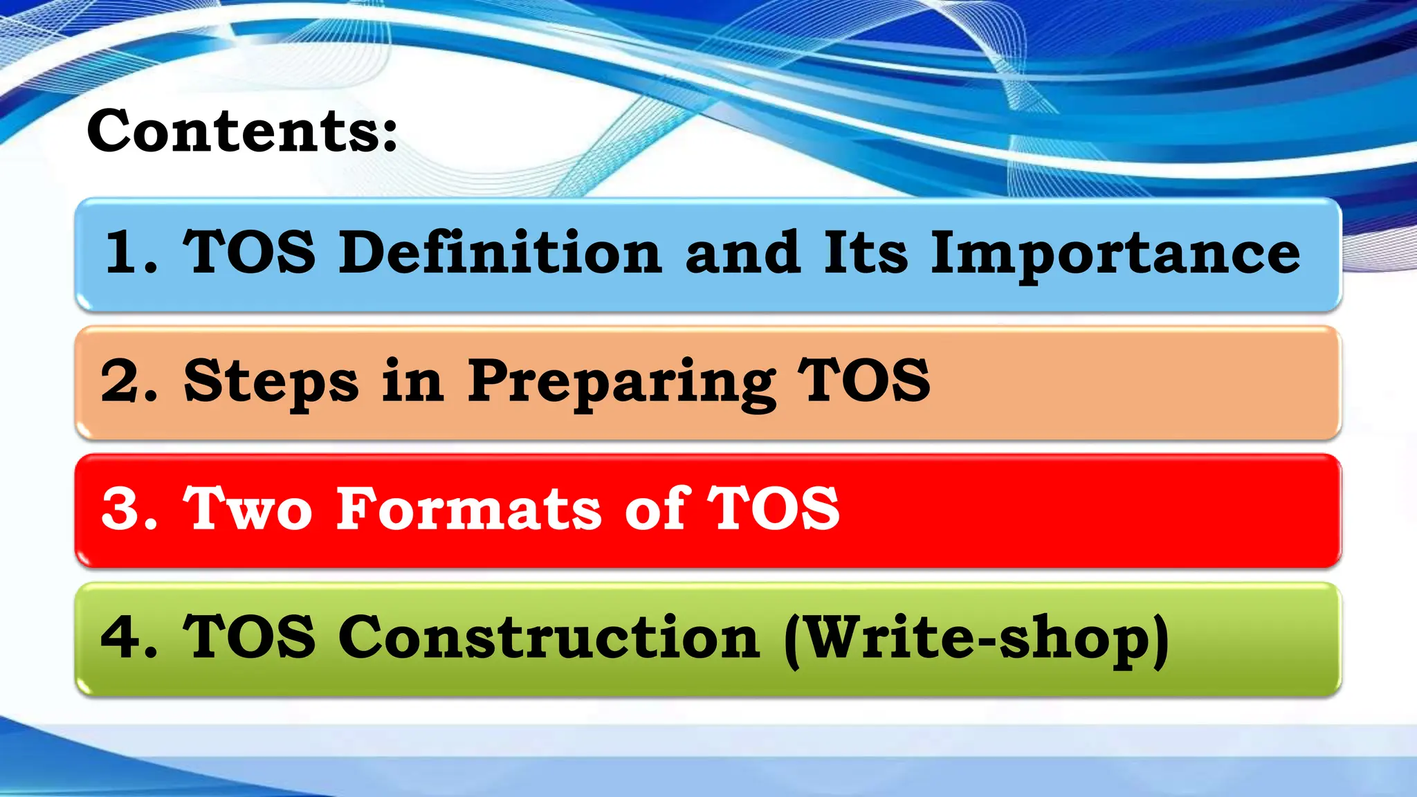 Table of Specification - Professional Education | PPTX