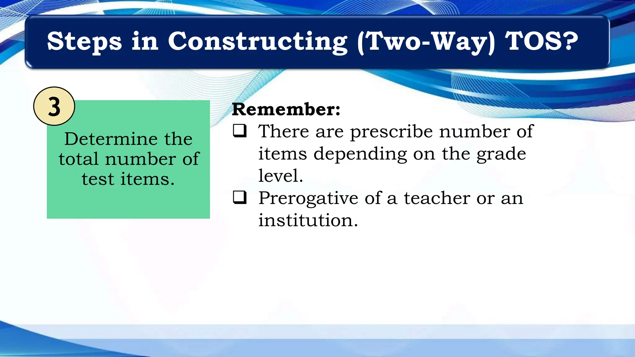 Table of Specification - Professional Education | PPTX
