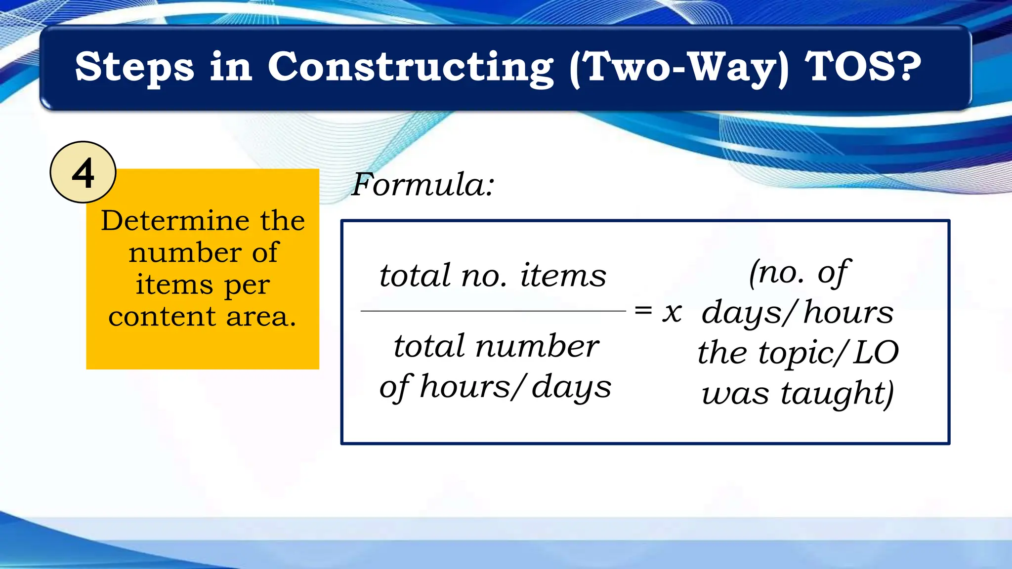 Table of Specification - Professional Education | PPTX