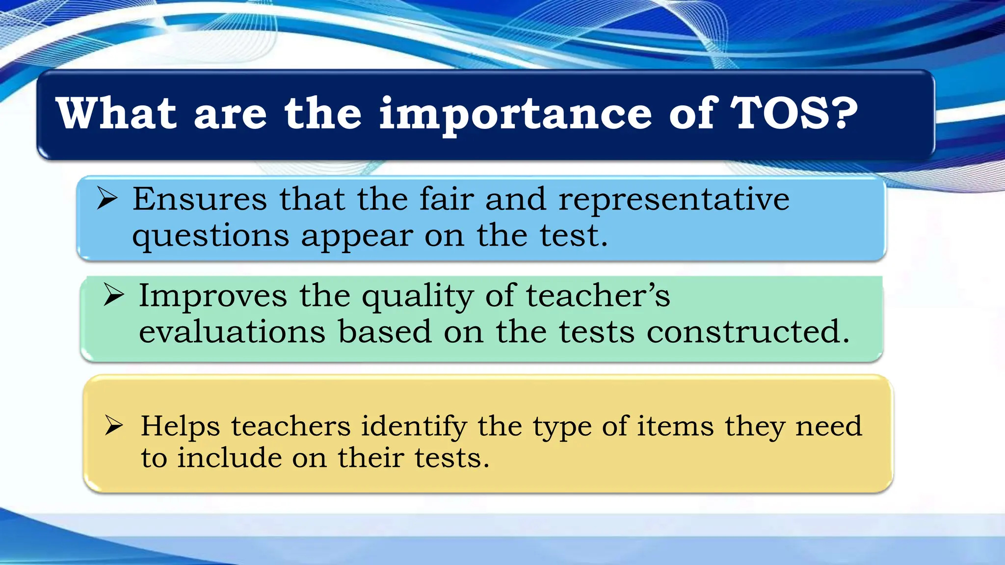 Table of Specification - Professional Education | PPTX