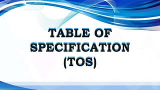 Table of Specification - Professional Education | PPT