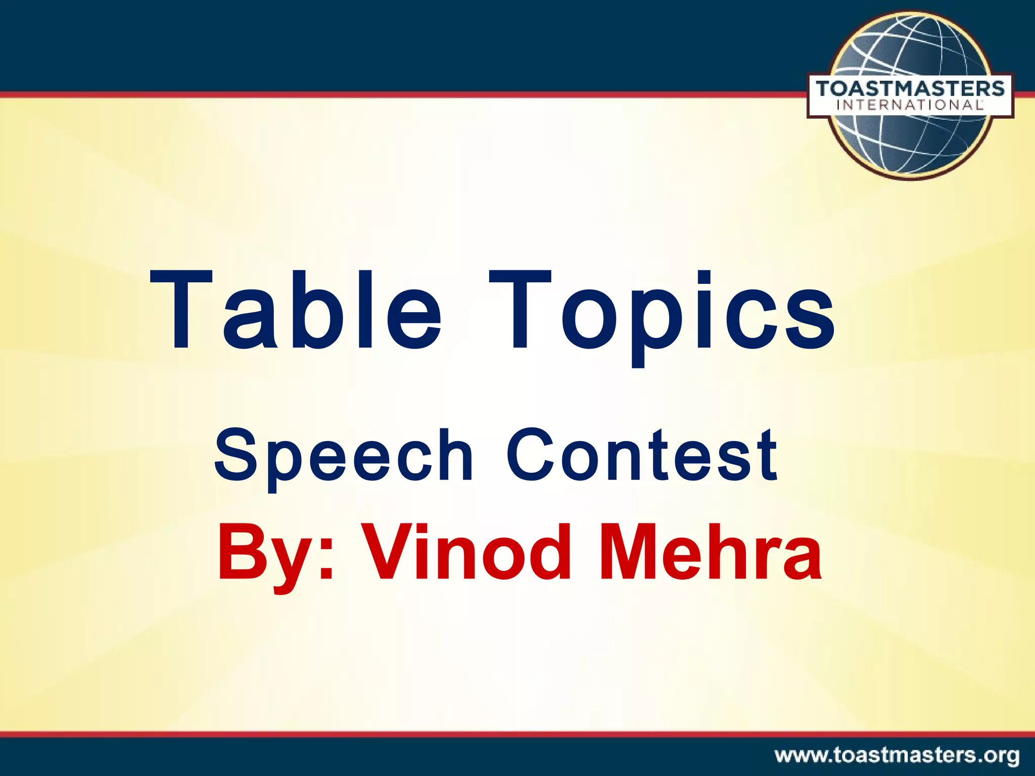 Table Topics Contest Preparation | PPT