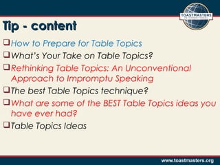 Table Topics Contest Preparation | PPT