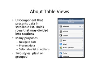 iOS: Table Views | PPT