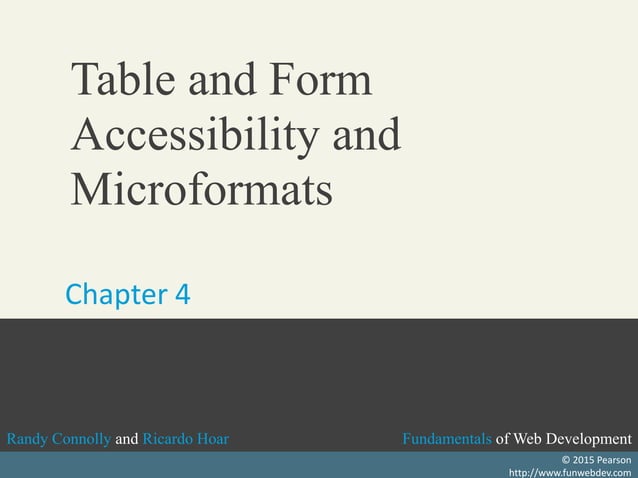 Tables and forms accessibility and microformats | PPTX | Web Design and HTML | Internet
