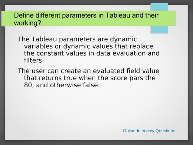 Tableau interview questions-ppt | PPT | Databases | Computer Software ...