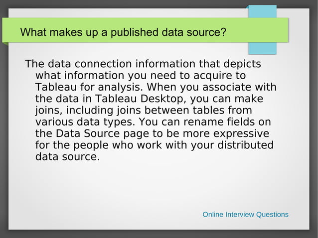 Tableau interview questions-ppt | PPT | Databases | Computer Software and Applications