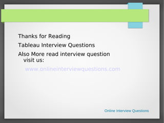Tableau interview questions-ppt | PPT
