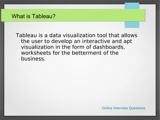 Tableau interview questions-ppt | PPT