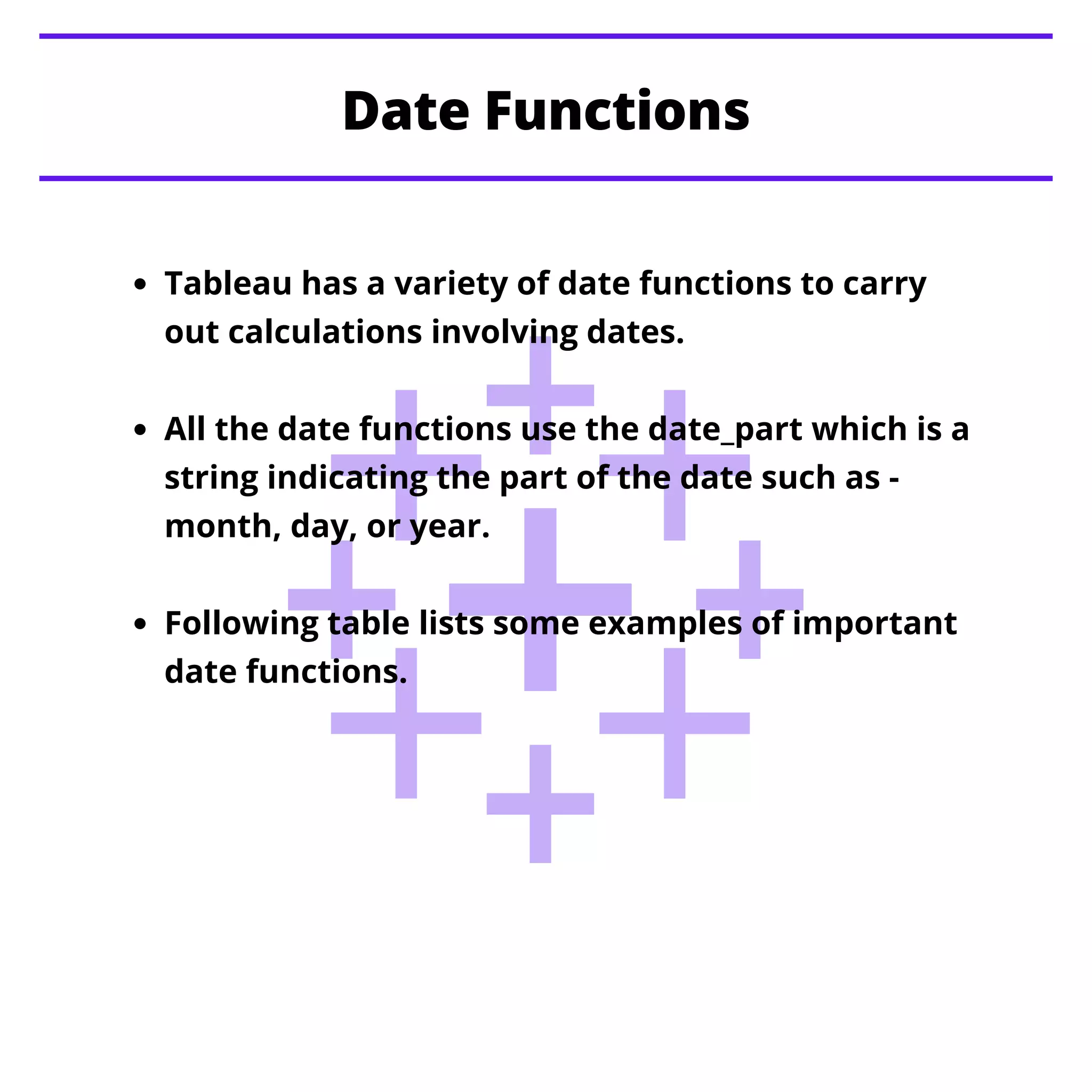 Tableau functions | PDF