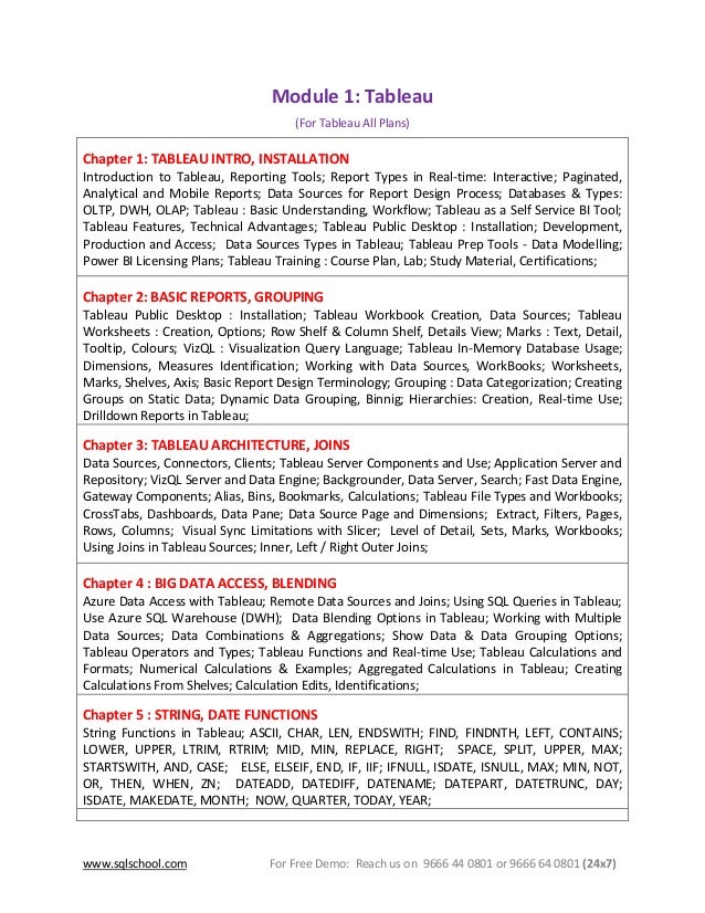 Tableau Live Online Training Pdf