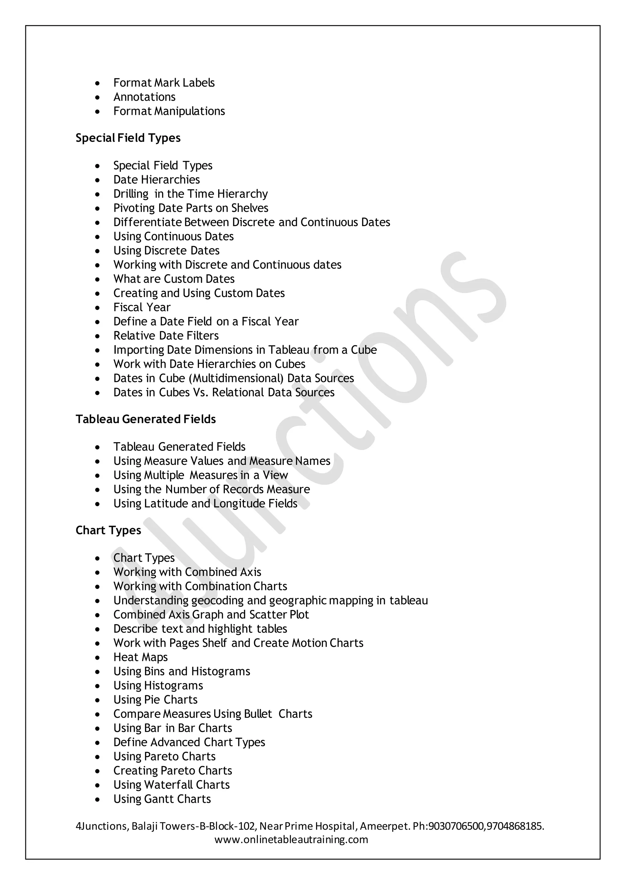 Tableau course content | DOCX