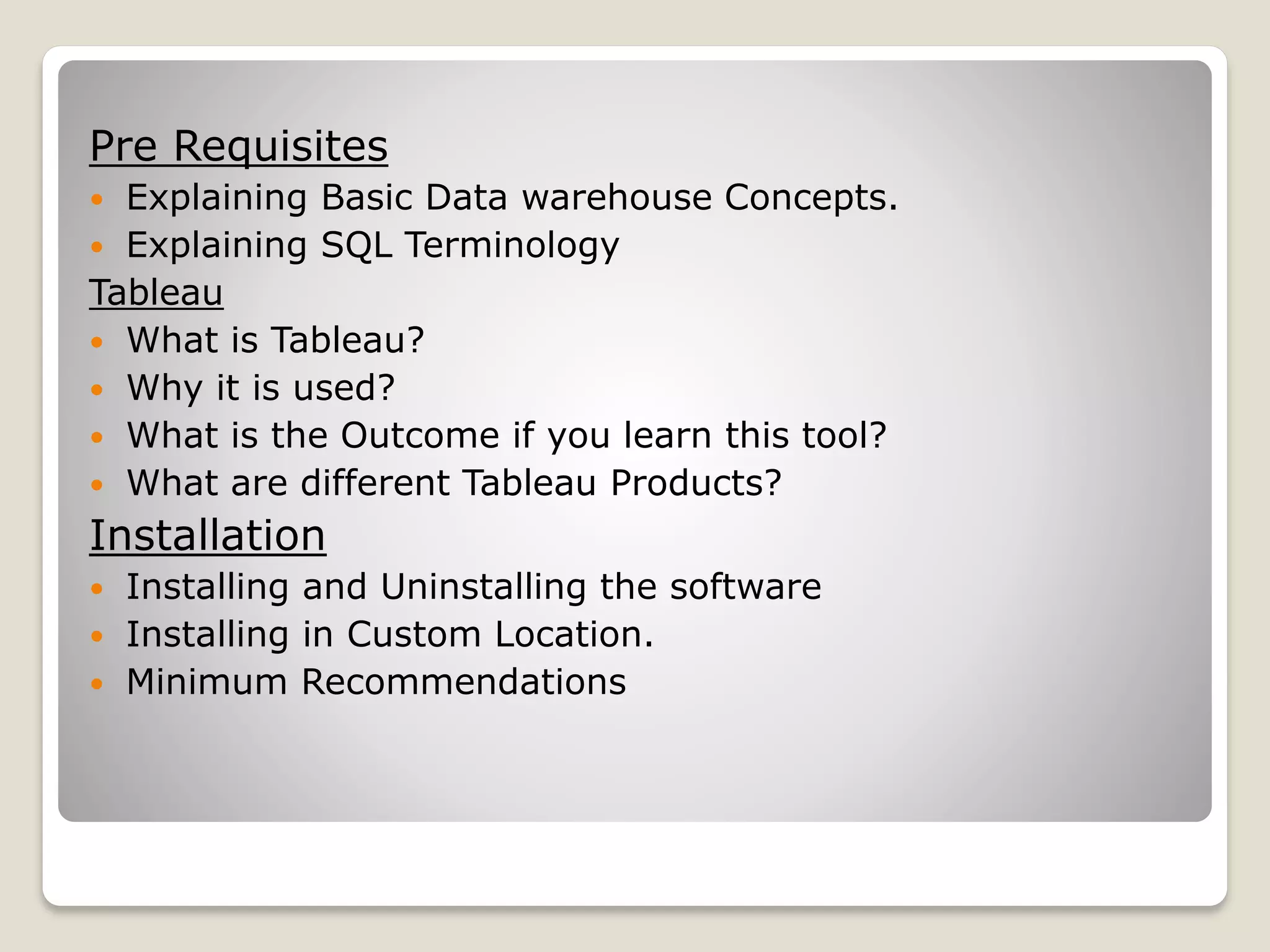 Tableau course curriculum | PDF | Desktop Publishing | Computer Software and Applications