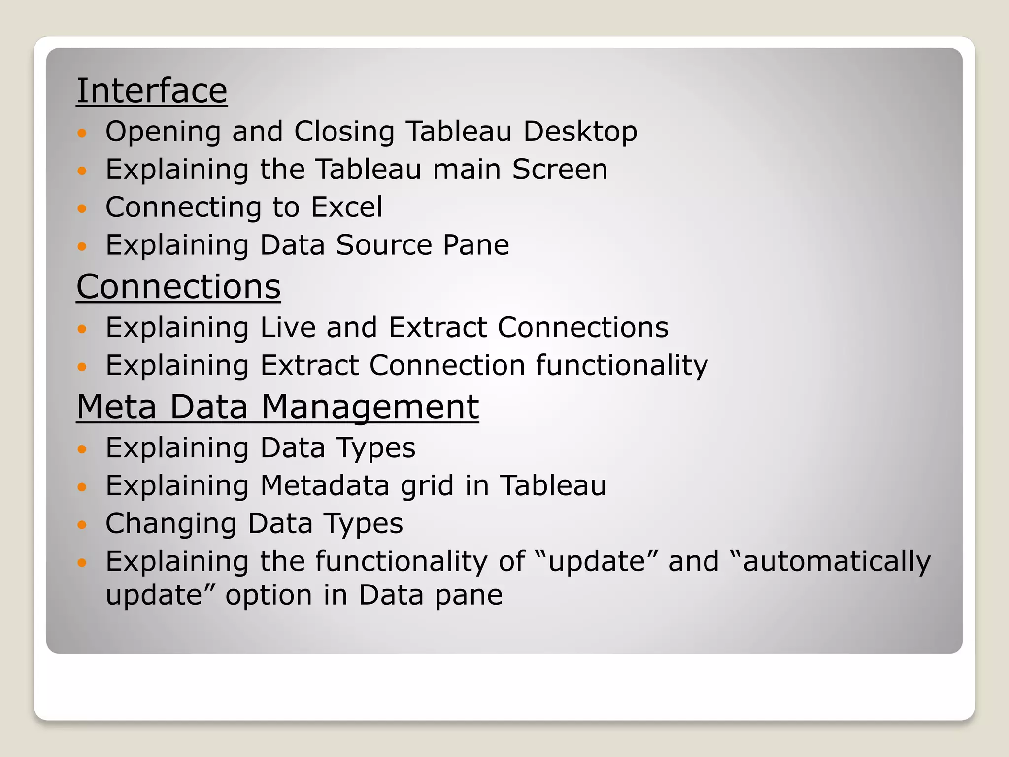 Tableau course curriculum | PDF | Desktop Publishing | Computer Software and Applications