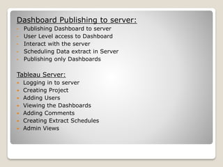 Tableau course curriculum | PDF | Desktop Publishing | Computer Software and Applications
