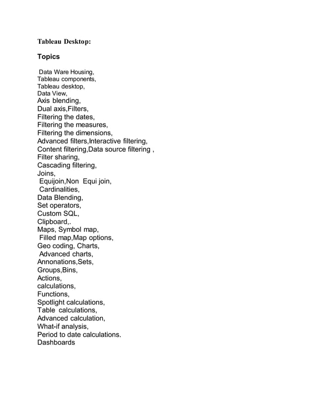 Tableau desktop | DOCX