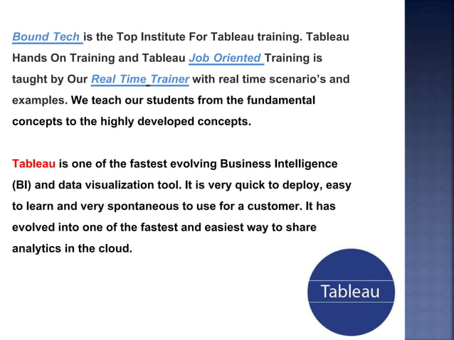 Tableau PPT | PDF | Databases | Computer Software and Applications
